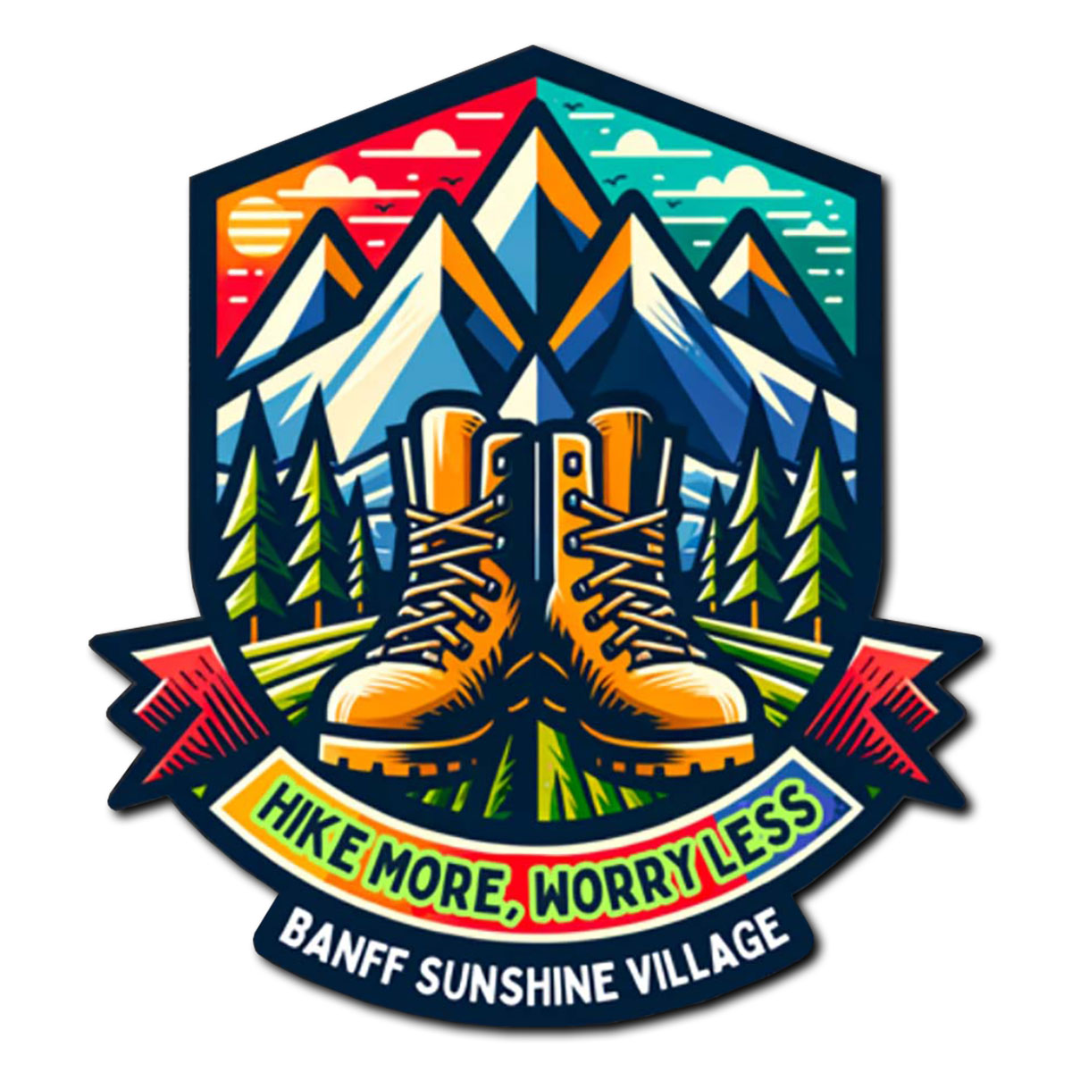 Sunshine Village Sticker Hike More Worry Less | Free Shipping $100 ...